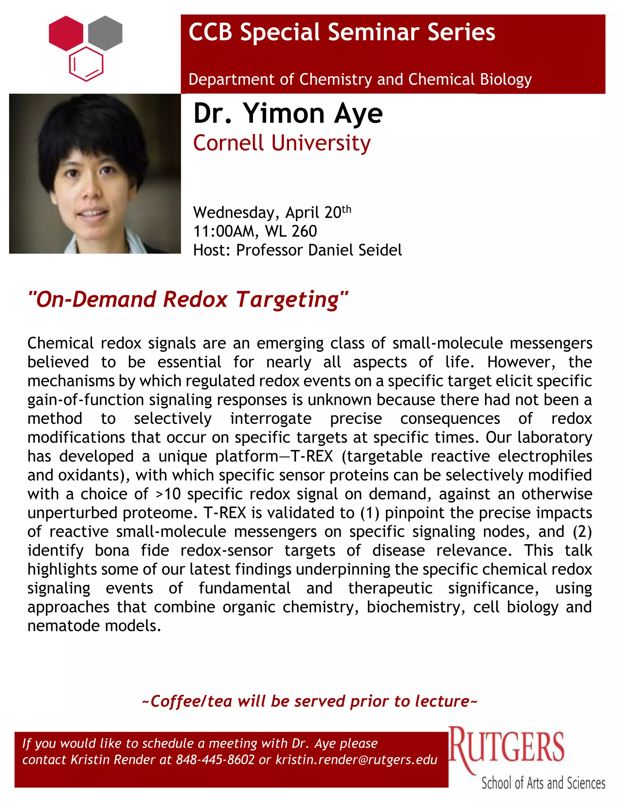 ALL ABOUT DR YIMON AYE-Field of Biochemistry, Molecular and Cell Biology Cornell University ...