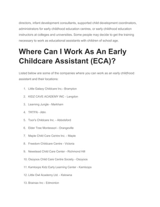 All About Early Childcare Assistants | PDF