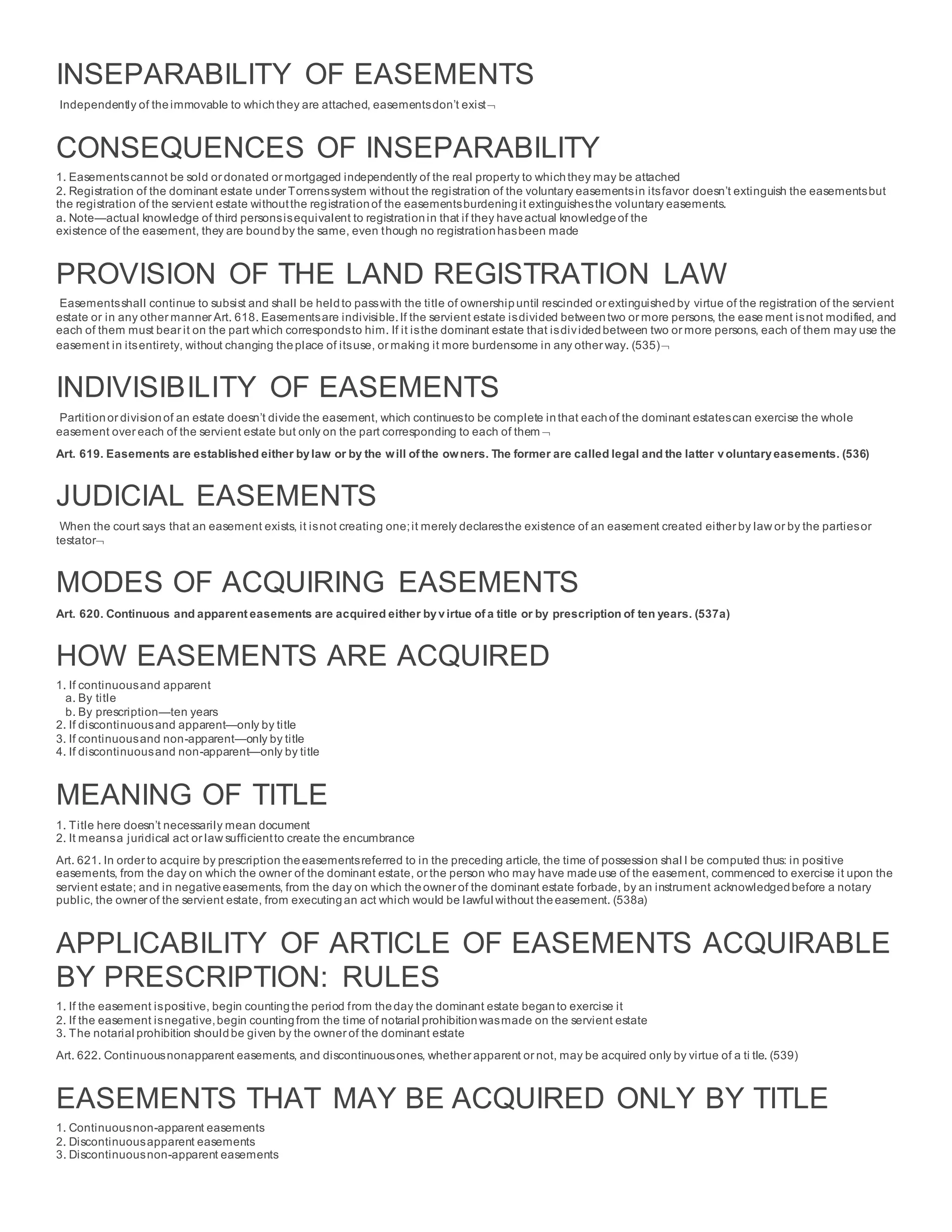 All about easements or servitudes | DOCX