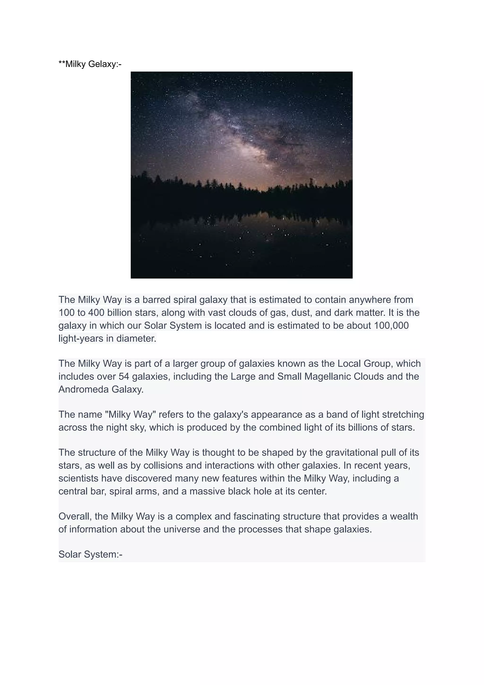 All Aboute milky gelaxy (solar system, sun to neptune).pdf | Geography | Science