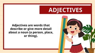 All About English Adjectives Education Presentation in Red and White ...