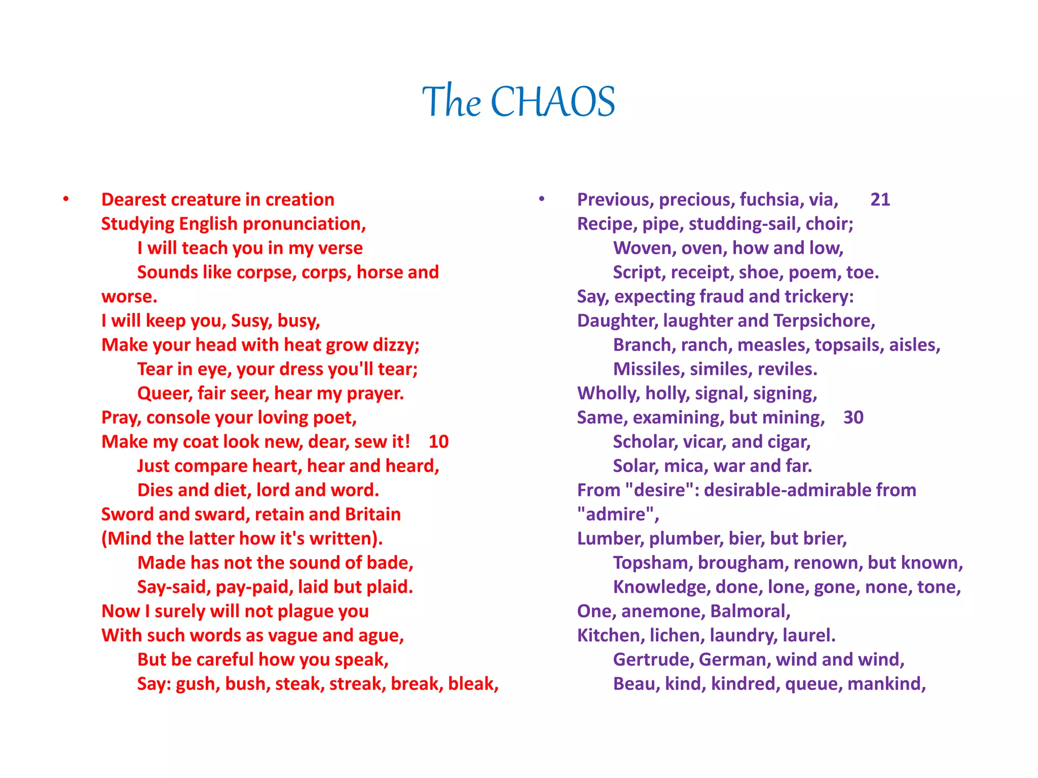 All about english and chaos | PPTX