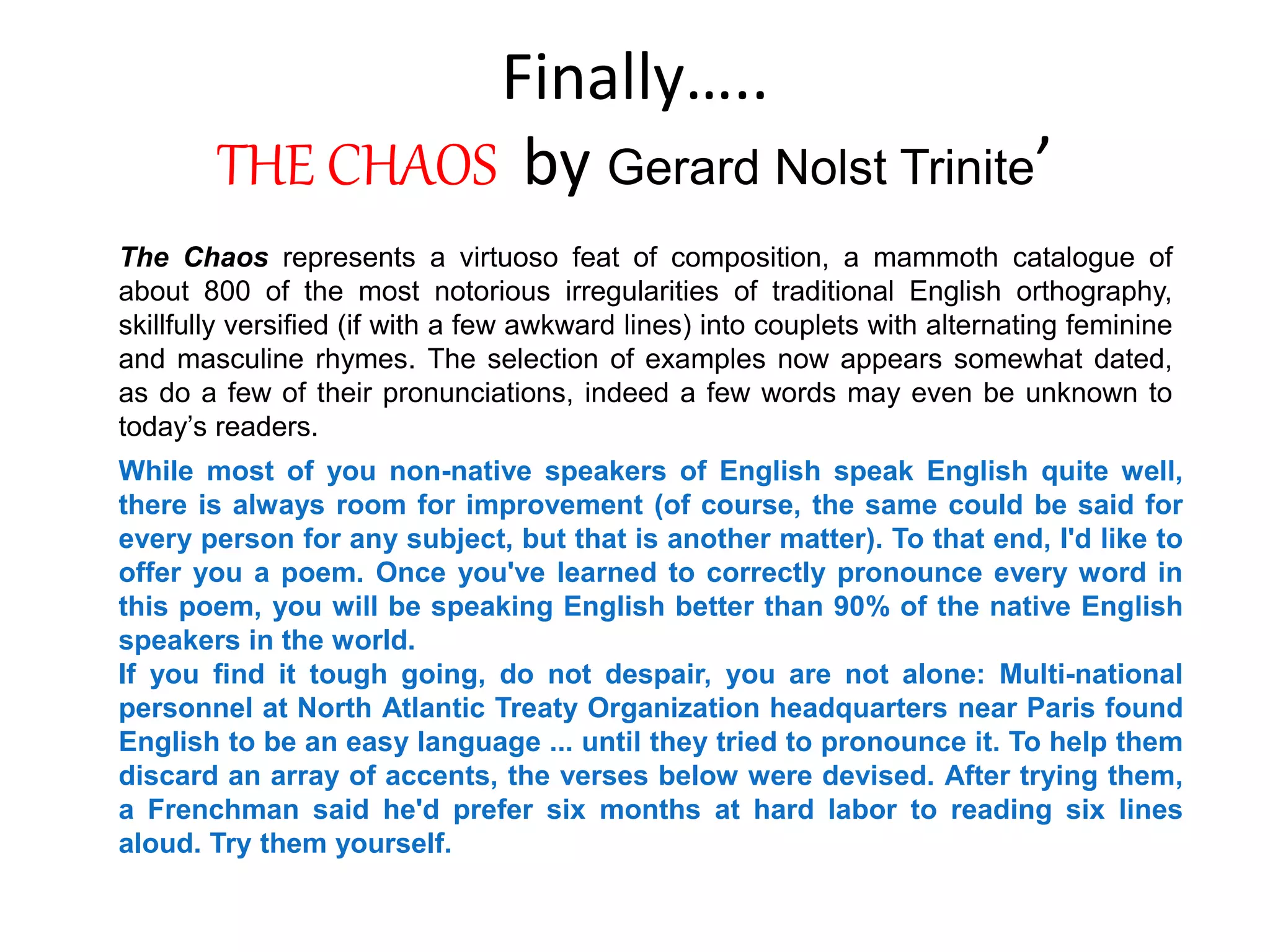 All about english and chaos | PPTX