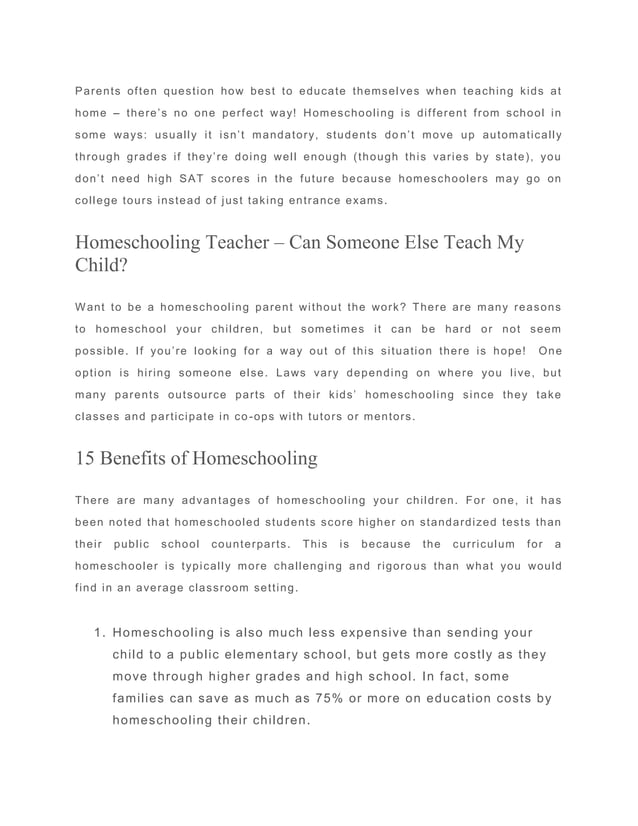 All about homeschooling | PDF