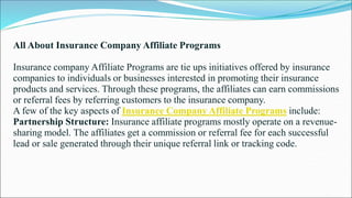 All About Insurance Company Affiliate Programs.ppt