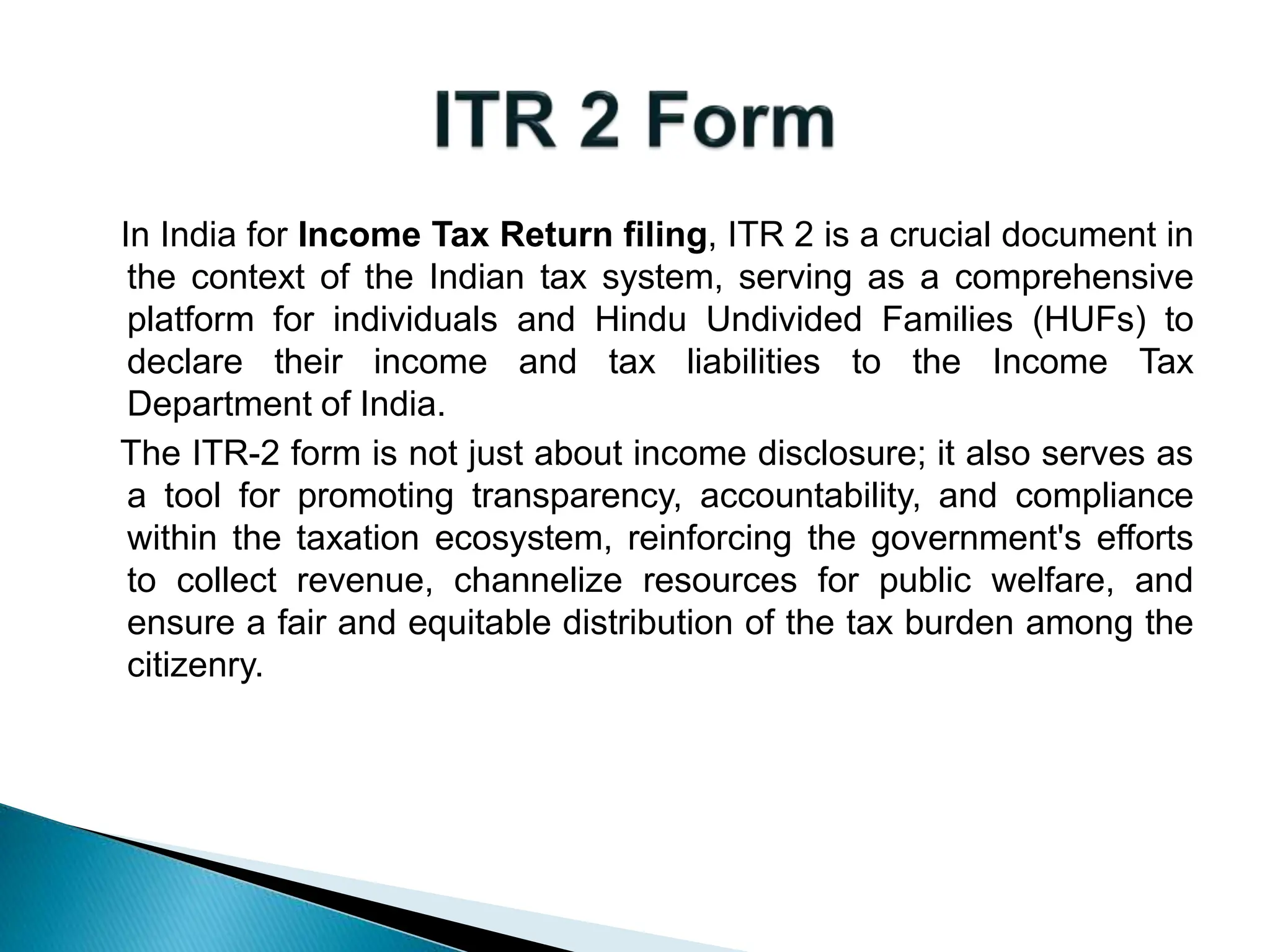 All About ITR 2 for Income Tax Return.pptx