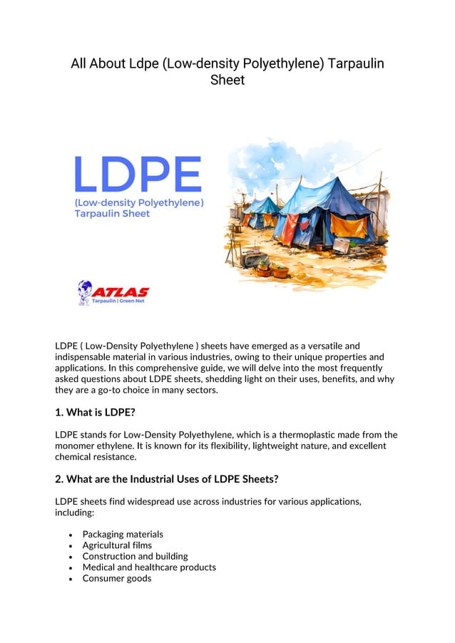 All About Ldpe (Low-density Polyethylene) Tarpaulin Sheet.pdf