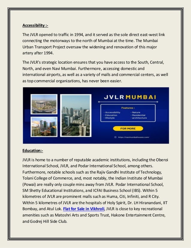All about mumbai jvlr | PDF