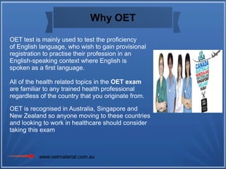 All About OET | PPT | Standardized Testing | Educational Assessment