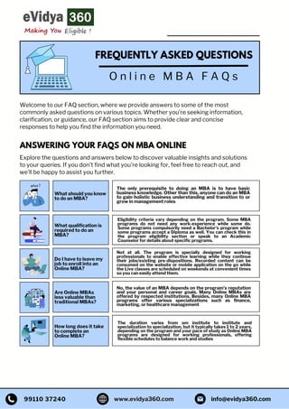 ALL ABOUT ONLINE MBA EVIDYA | PDF