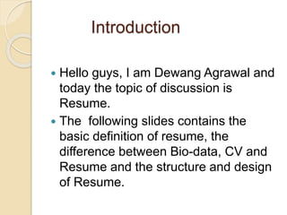 All about resume | PPT