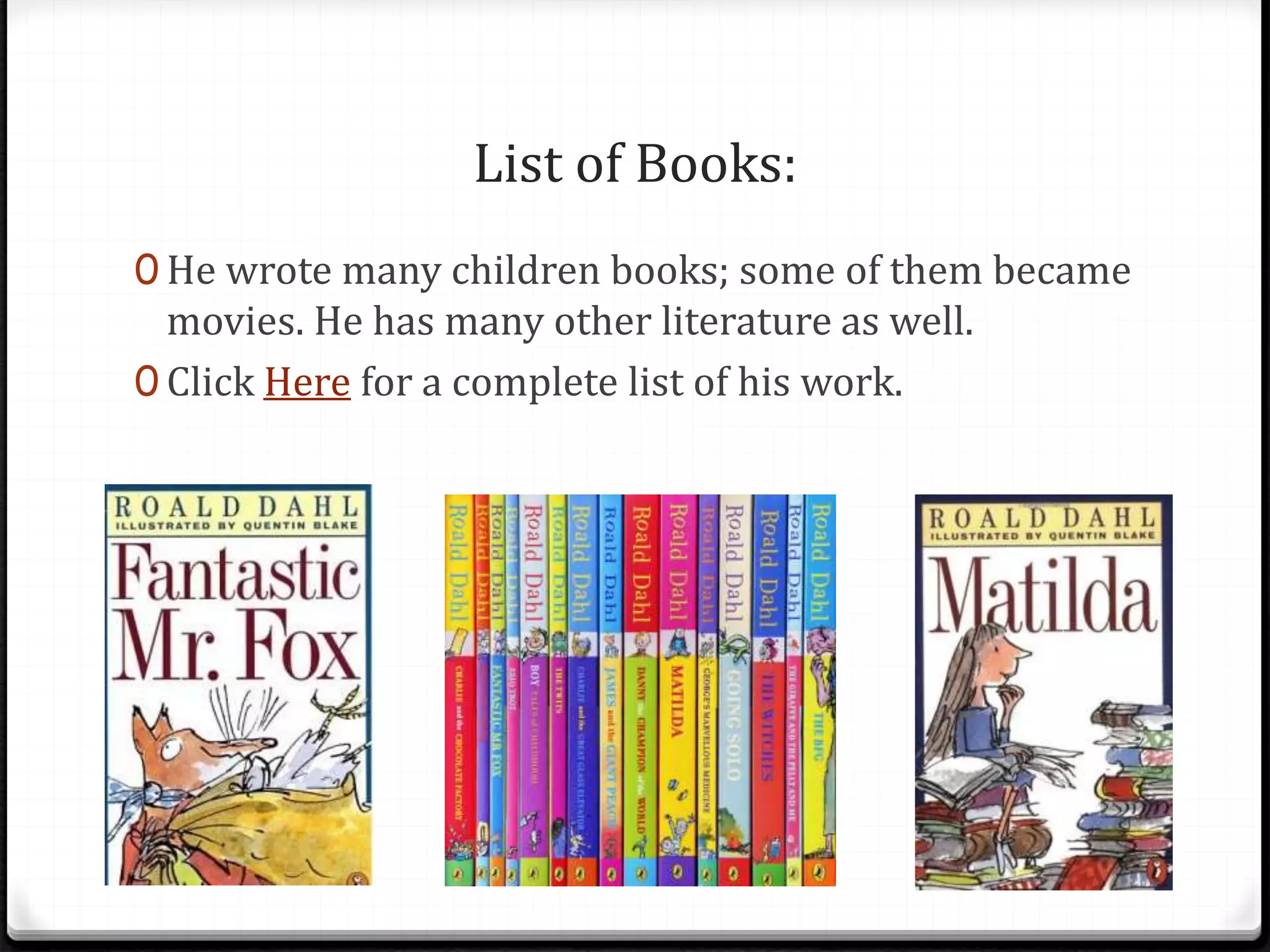 Amazing Author Presentations: Roald Dahl | PPTX