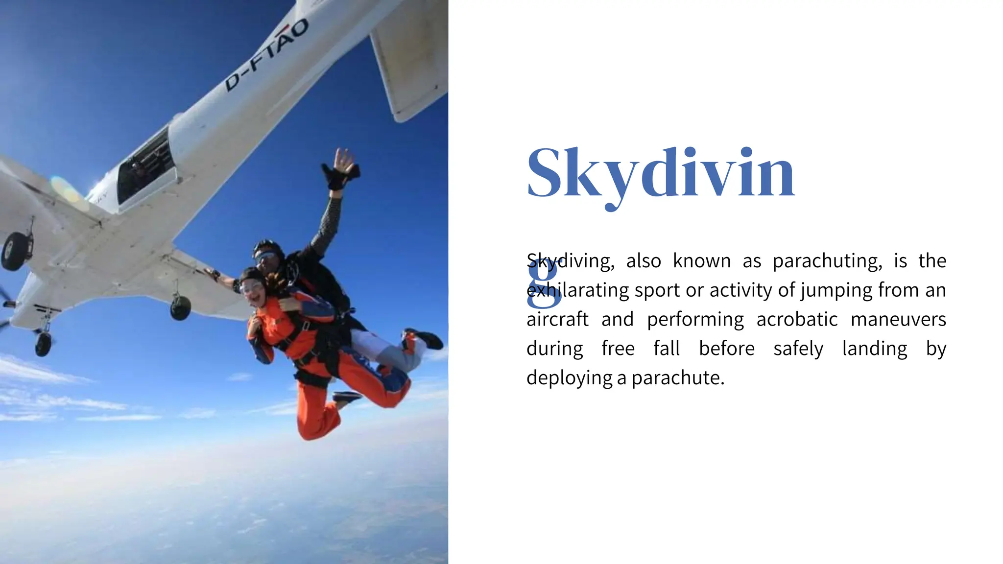 HOPE 4 Recreational Outdoor Activities: Skydiving | PPTX