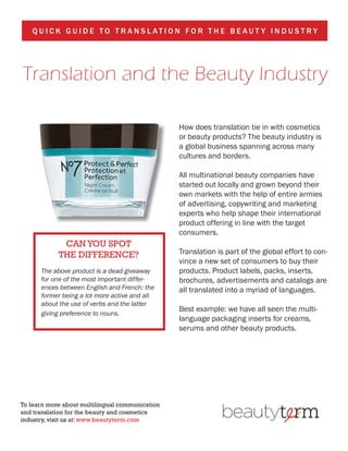 All about translation for the beauty industry | PDF