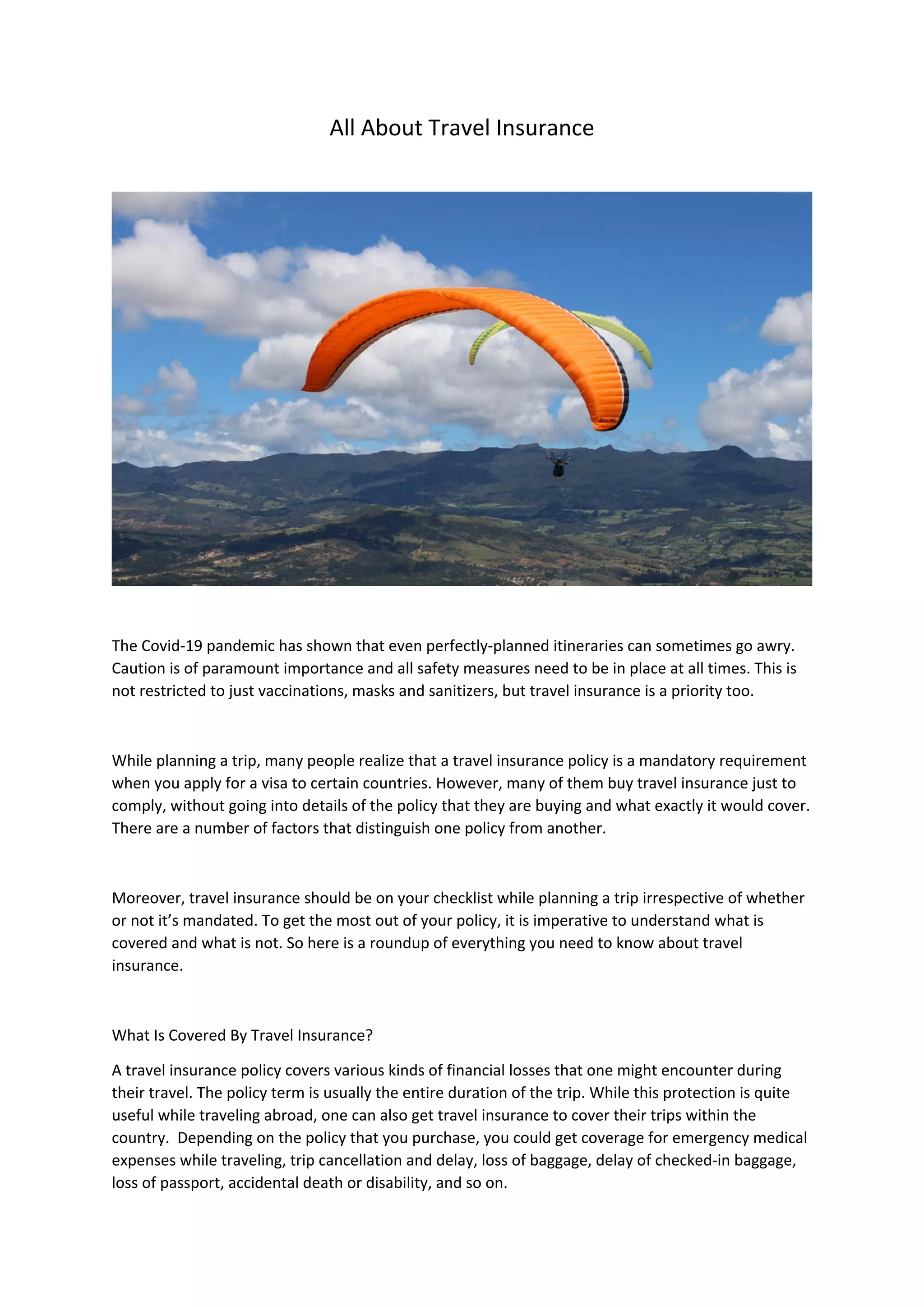 Randon Morris | All About Travel Insurance | PDF