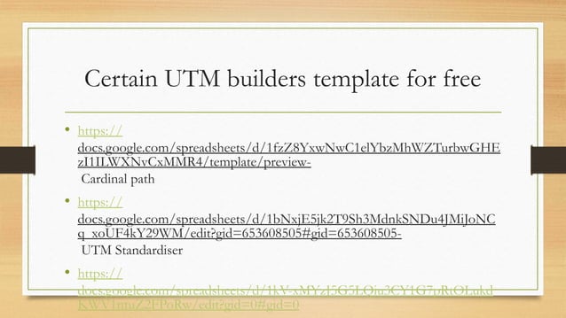 All about UTMs and UTM Sheets UTM Builders | PPTX