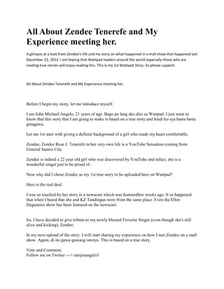 All about zendee tenerefe and my experience meeting her | PDF