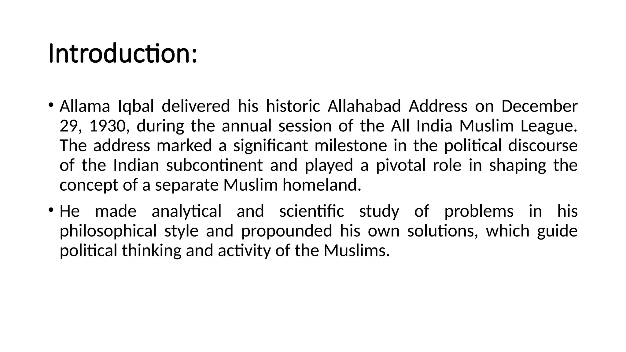 Allahabad Address.pptx ideology of Pakistan | PPTX