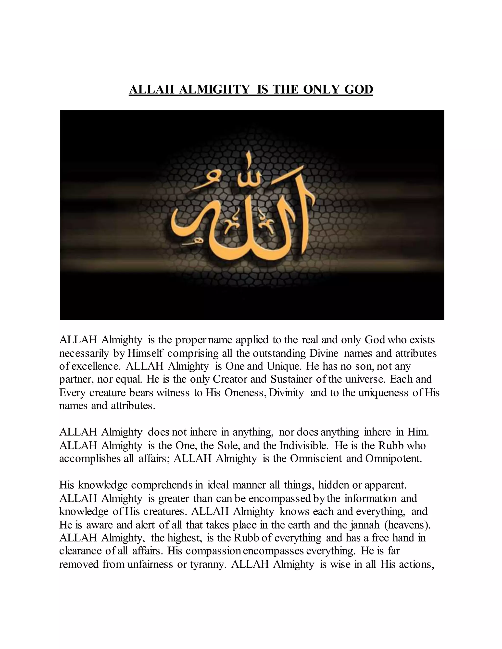 Allah almighty is the only god | DOCX