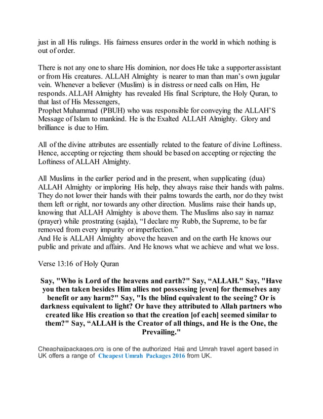 Allah almighty is the only god | DOCX