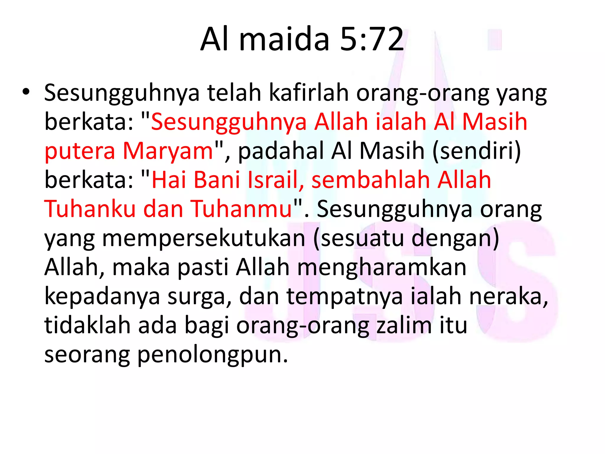 Allah isa almasih, muslim, bani israel sama | PPTX
