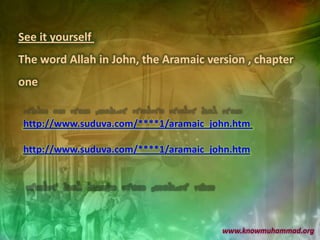 Allah is the same name used in ot and nt | PPSX