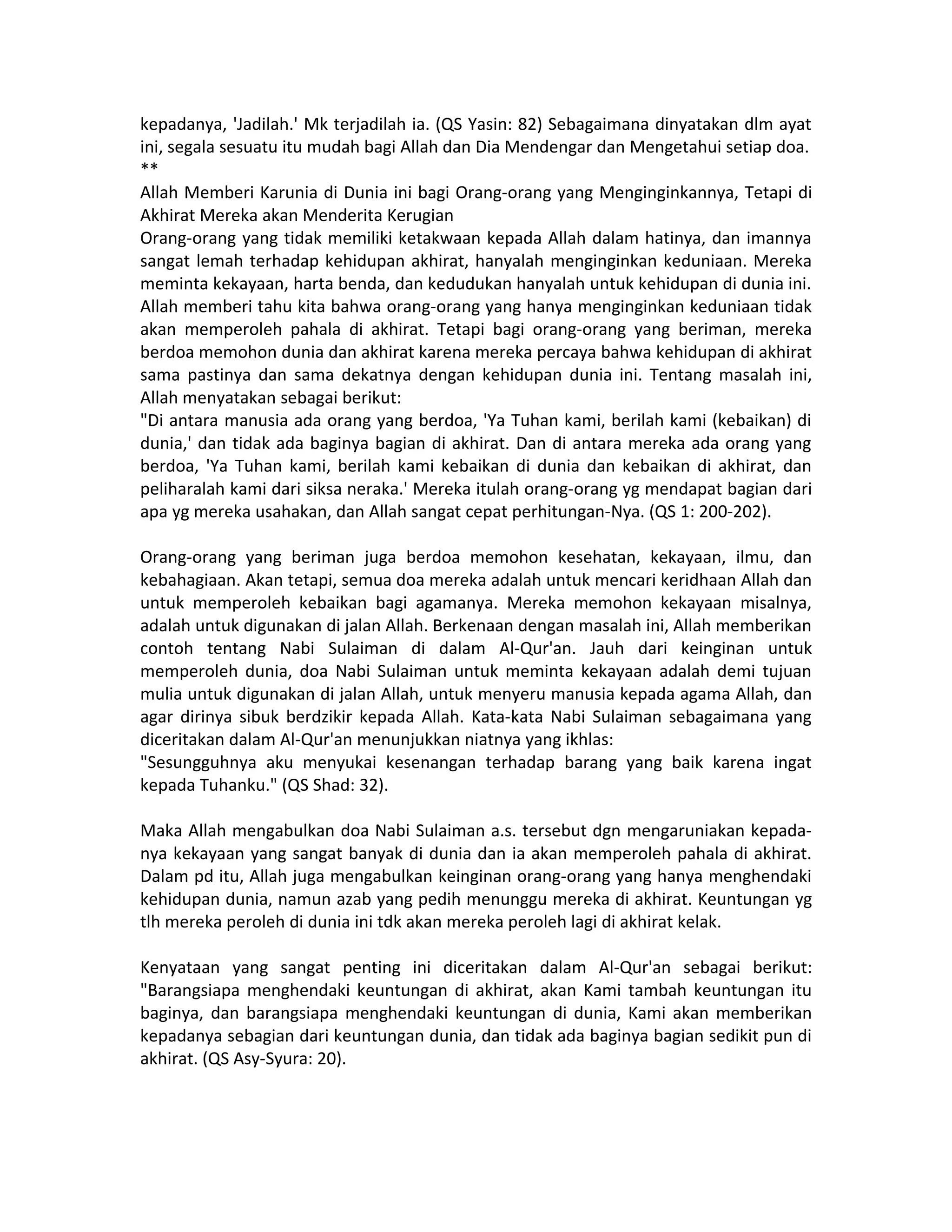 Allah Mengabulkan Doa Setiap Orang | PDF