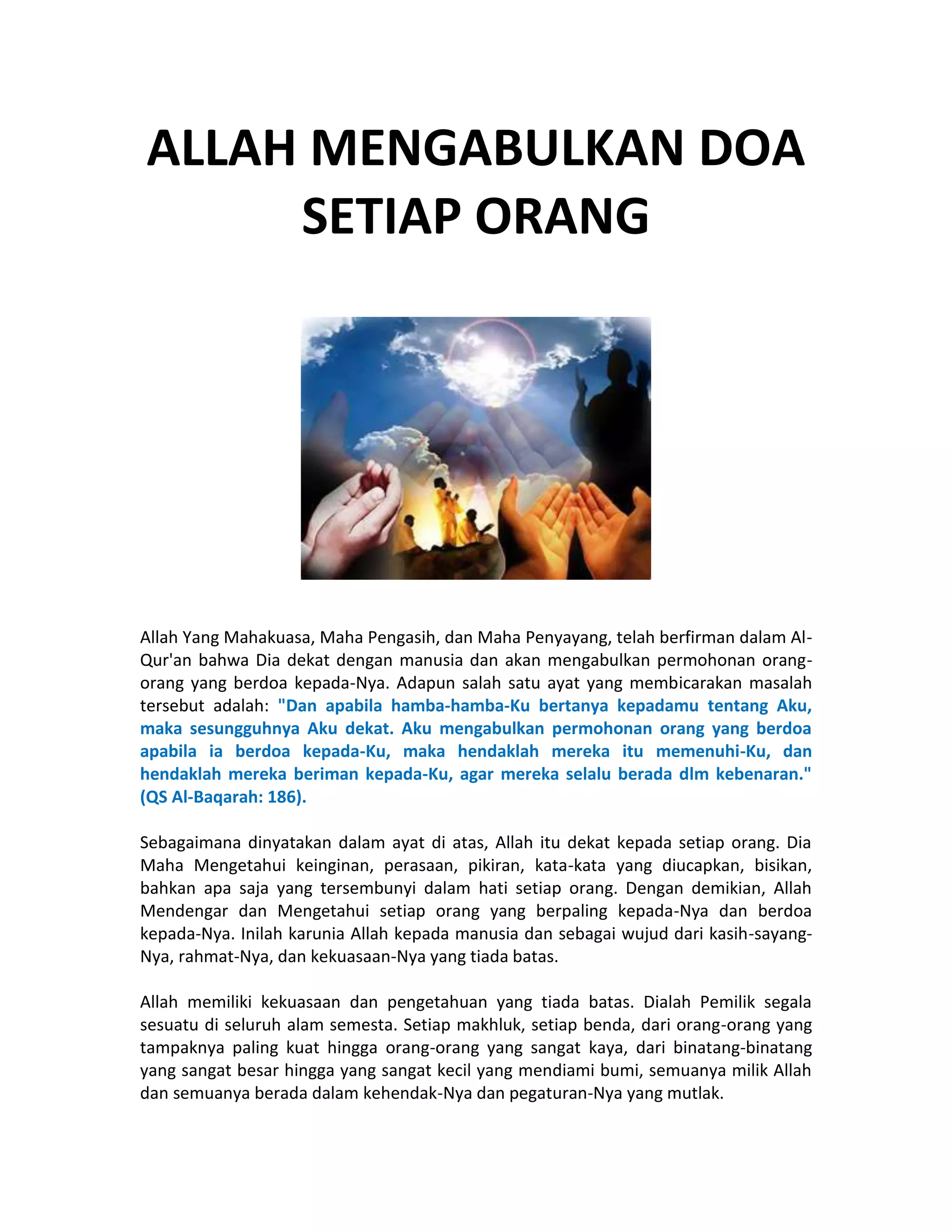 Allah mengabulkan doa setiap orang | PDF