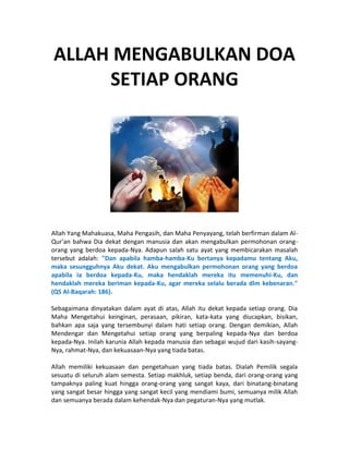 Allah mengabulkan doa setiap orang | PDF