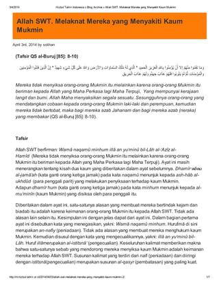 Allah swt. melaknat mereka yang menyakiti kaum mukmin | PDF