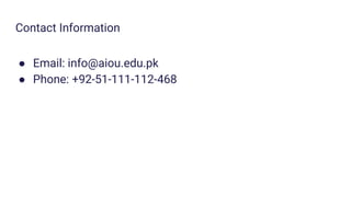 Allama Iqbal Open University (AIOU) Institute | PPTX