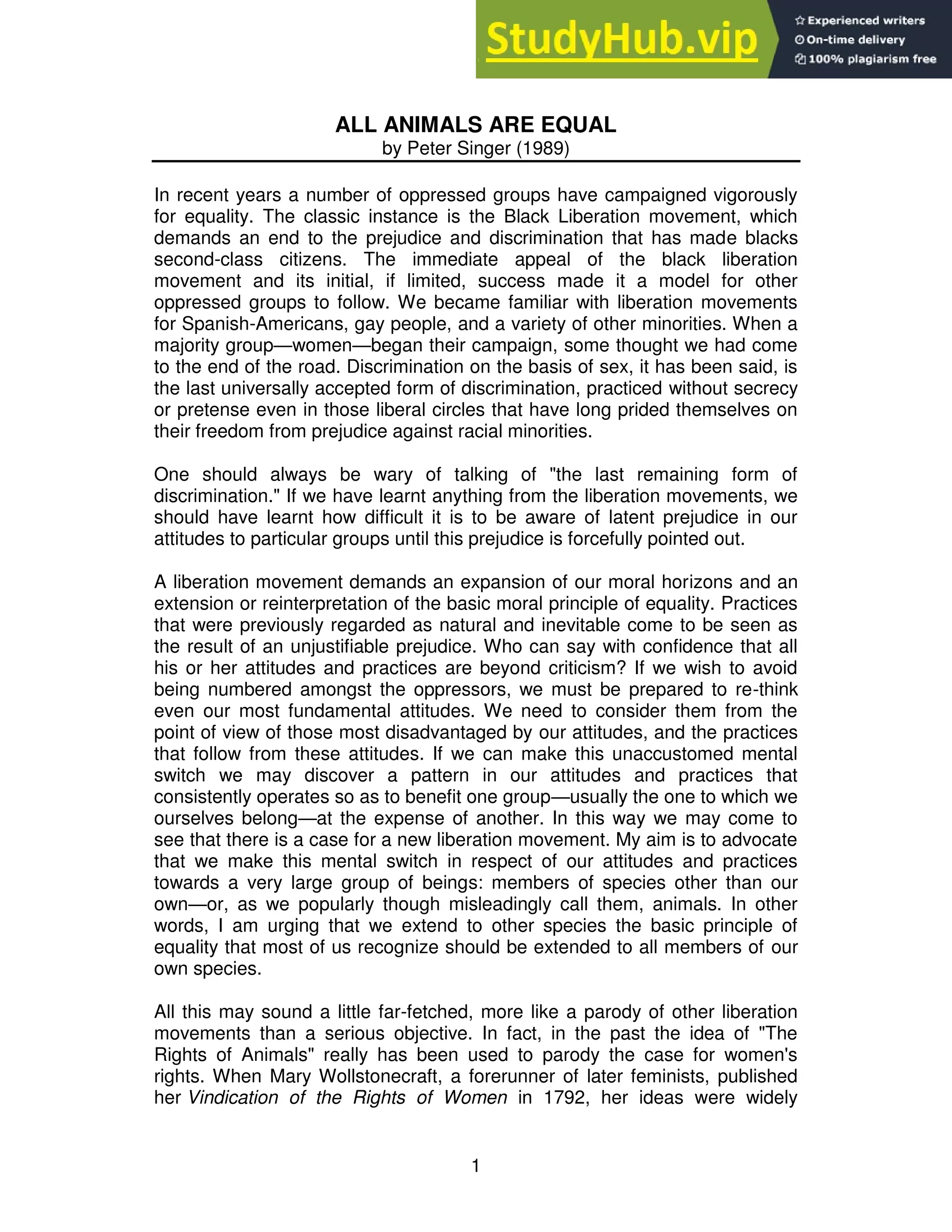 ALL ANIMALS ARE EQUAL | PDF