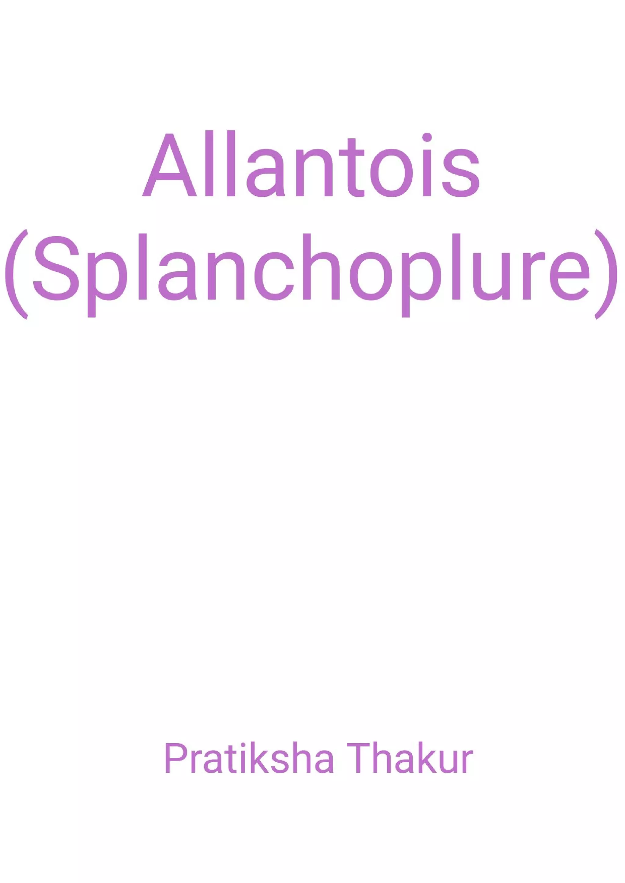 Allantois (Splanchoplure) | PDF
