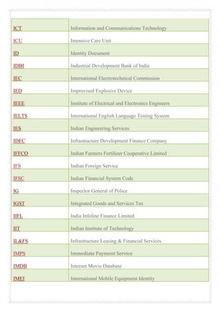A To Z Full Form + All Full Form List pdf Download | PDF