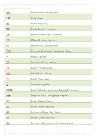 A To Z Full Form + All Full Form List pdf Download | PDF