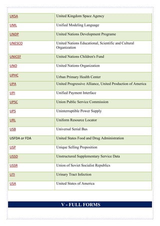 A To Z Full Form + All Full Form List pdf Download | PDF
