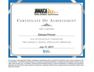 Travel Destination Specialist Certifications | PDF