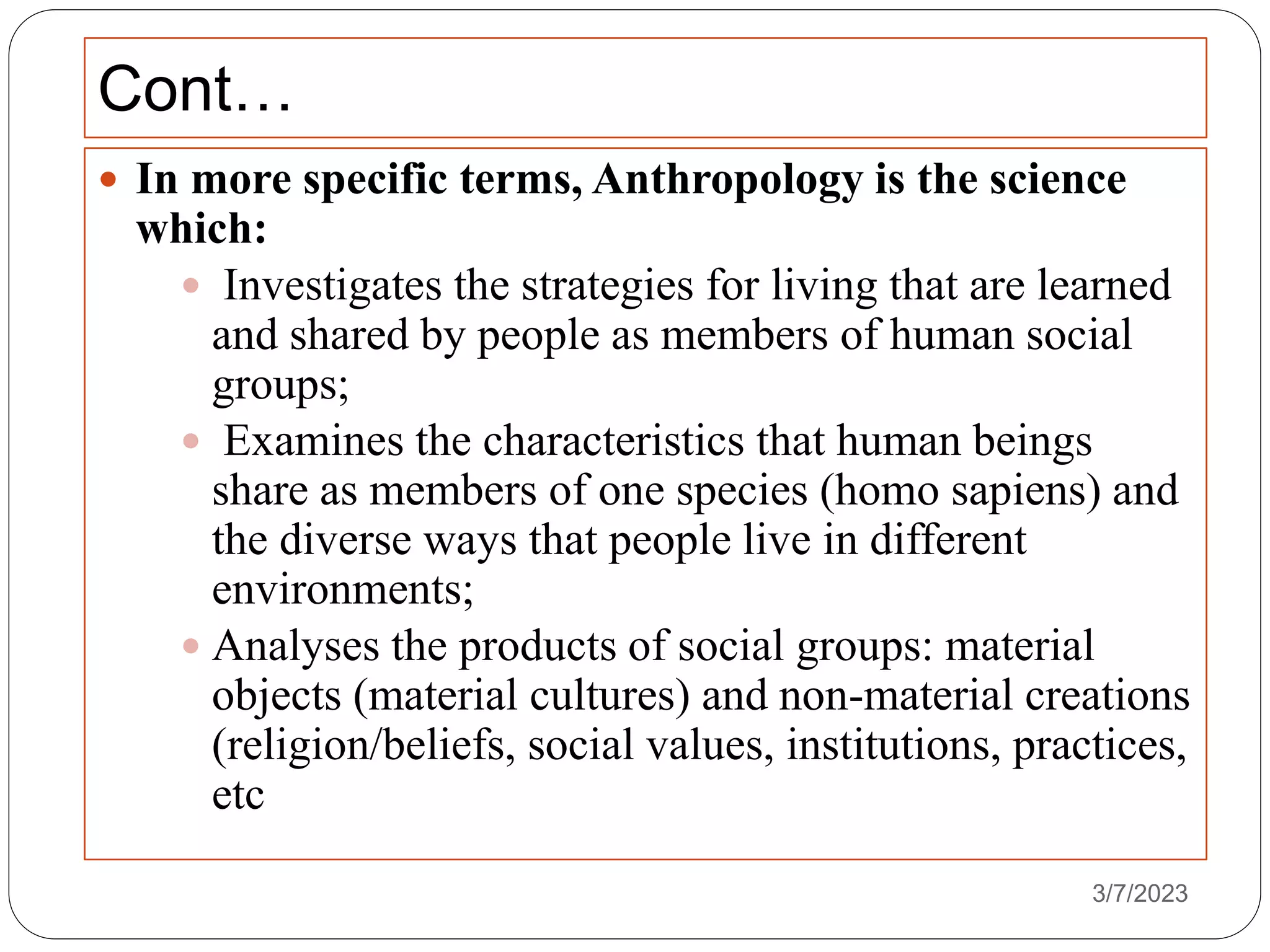 Introduction to Anthropology Course | PPTX