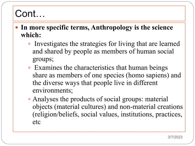 Introduction to Anthropology Course | PPTX | Science
