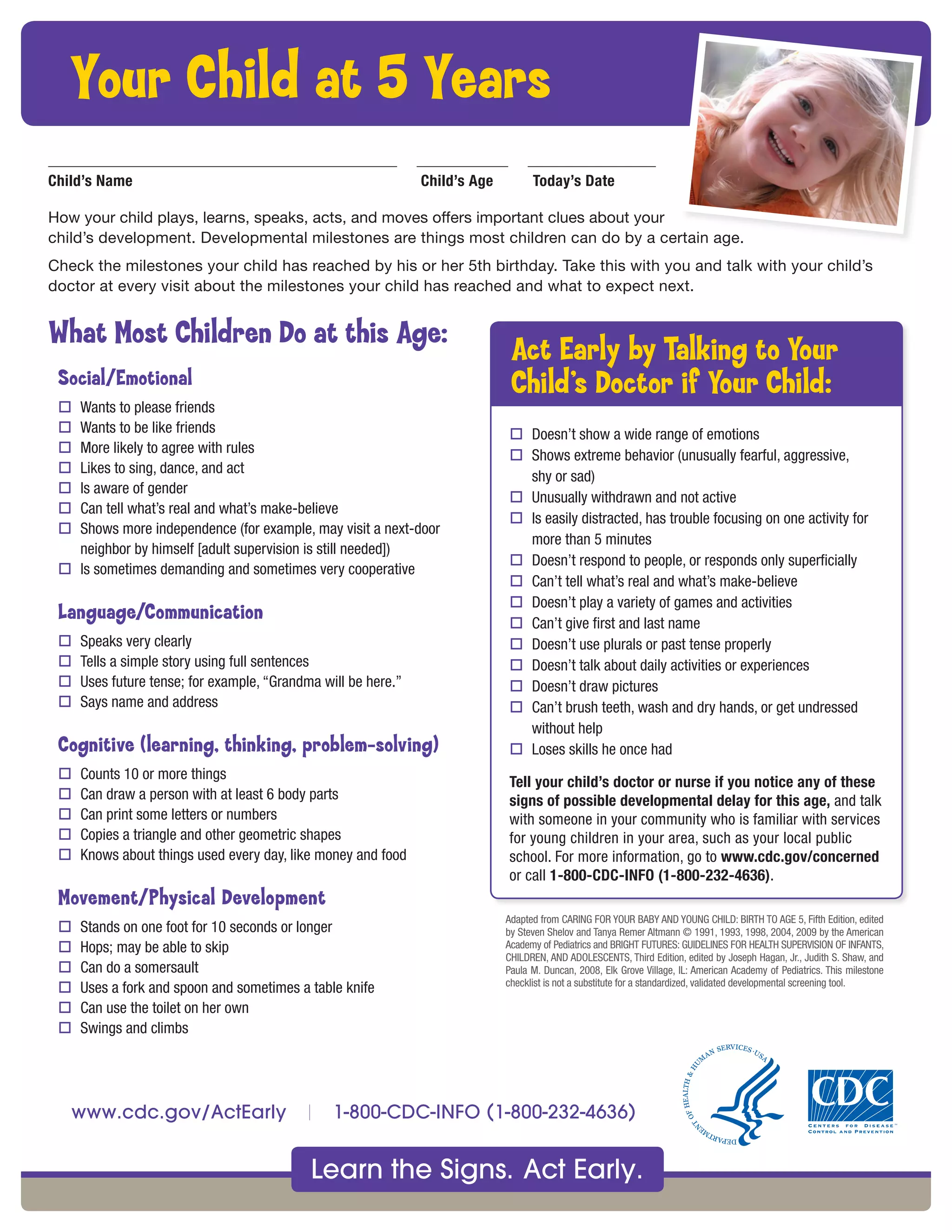 checklist developmental milestones | PDF