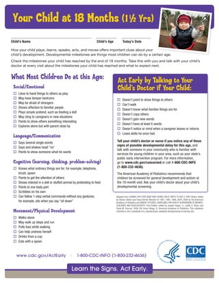 checklist developmental milestones | PDF