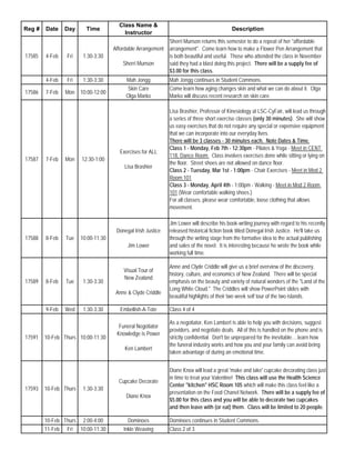All Class Schedule - Spring 2011 with Reg # | PDF