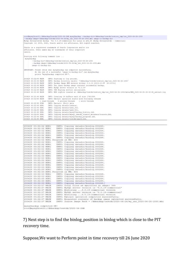 Restore MySQL database from mysqlbackup | PDF