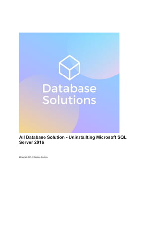Uninstallting microsoft sql server 2016 | PDF