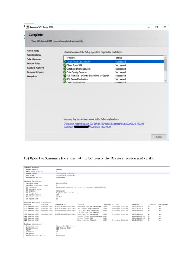 Uninstallting microsoft sql server 2016 | PDF