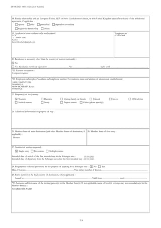 France visa form | PDF