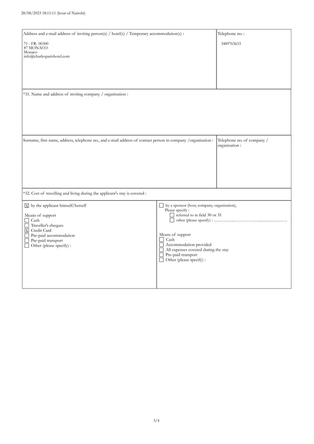 France visa form | PDF