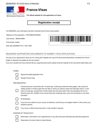 France visa form | PDF