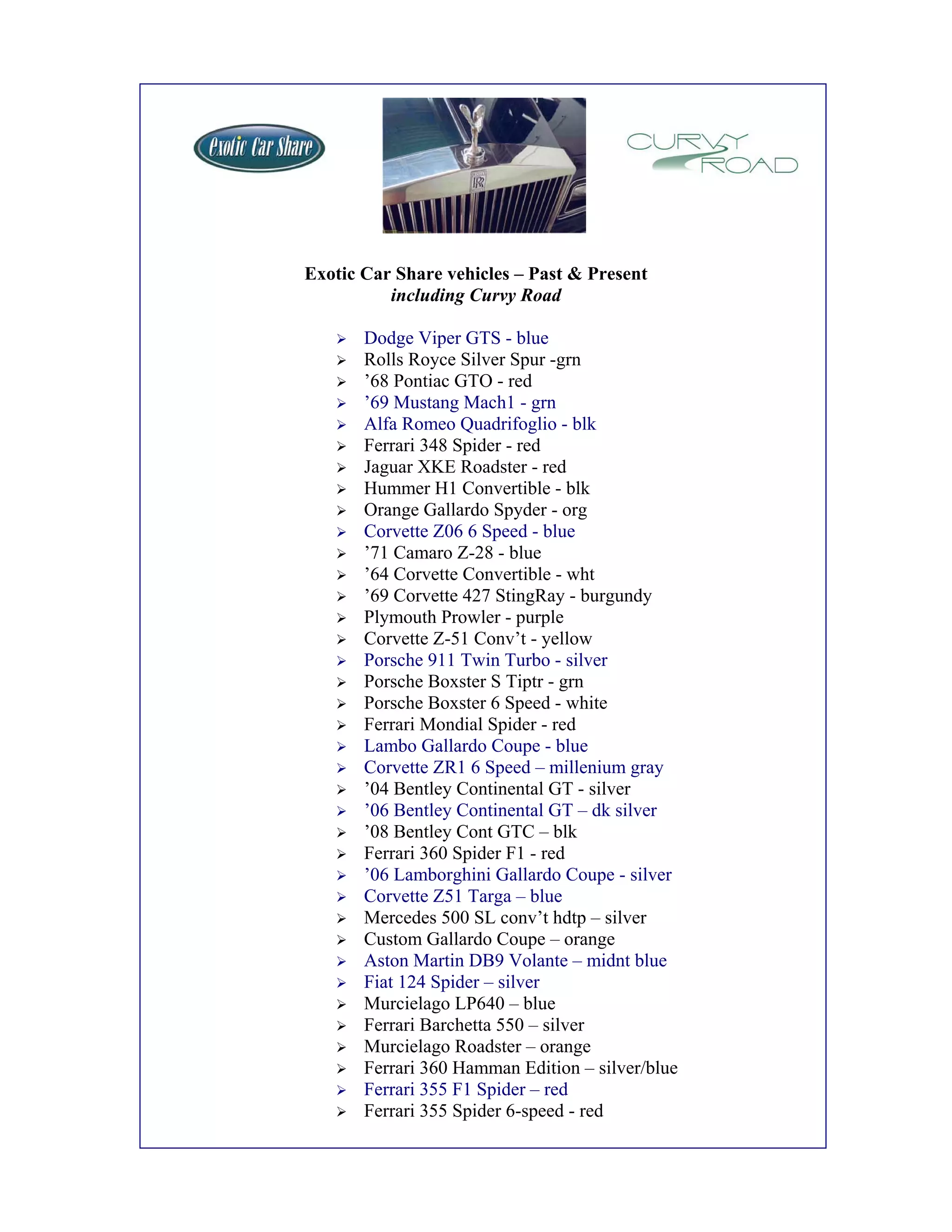 All ecs cars past & present jan 2011 | PDF