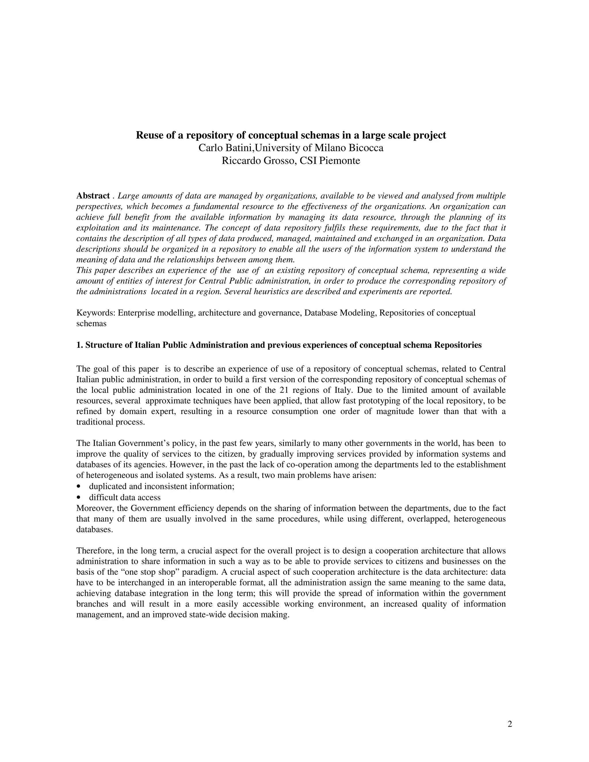 Allegato2 reuse of a repository of conceptual schemas in a large scale ...